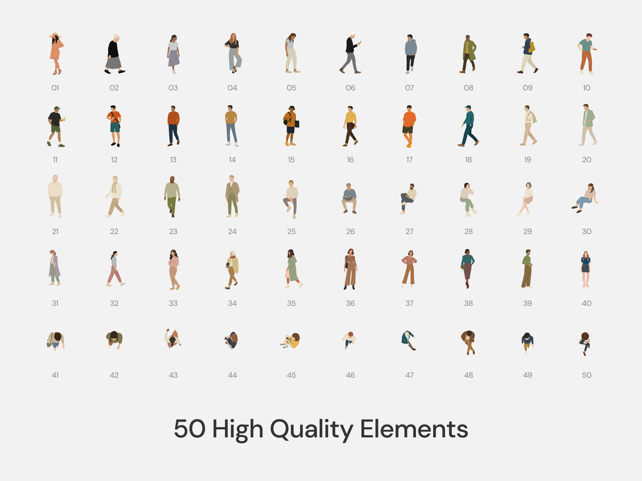 Flat Collage People Pack - Modern Architectural Figures PNG – LayerGrid